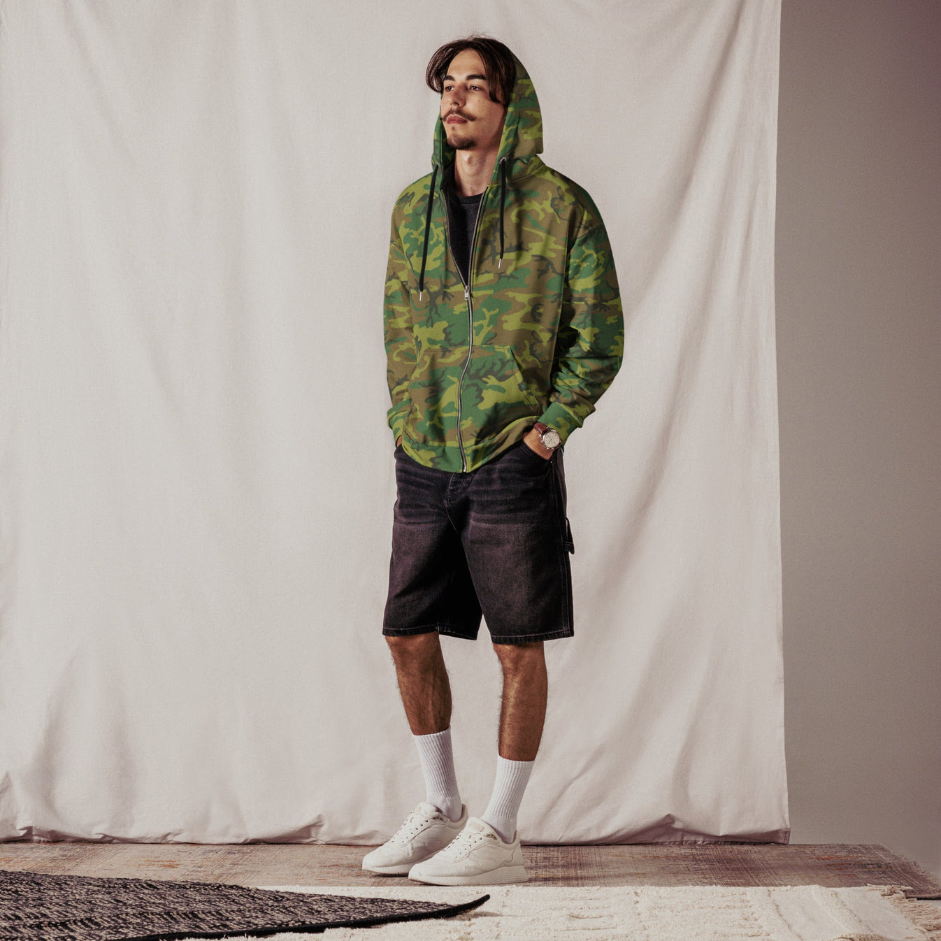 CAMO HQ - American ERDL Lowland CAMO Unisex Zip Hoodie - Worldwide Shipping
