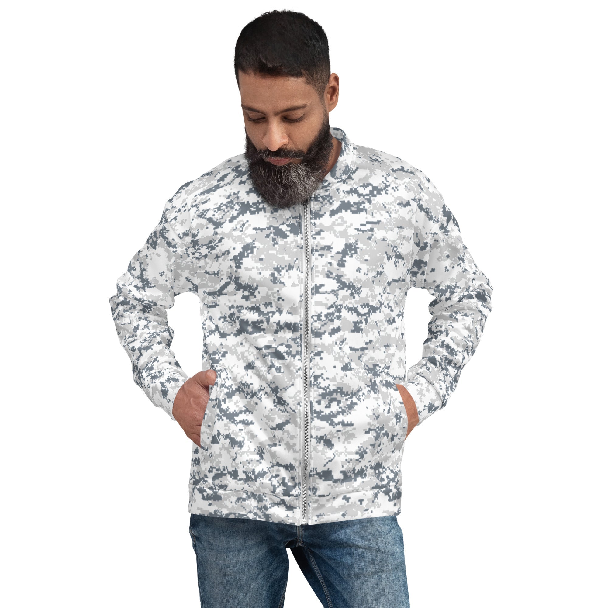 CAMO HQ - Digital Snow CAMO Unisex Bomber Jacket - Worldwide Shipping
